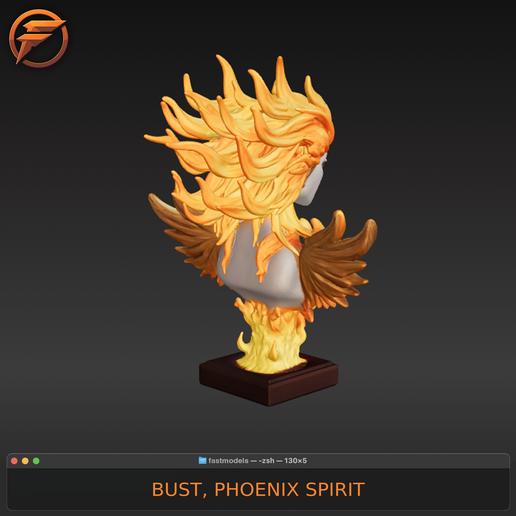 🦅 PHOENIX SPIRIT BUST・ STL File for 3D printing・Cults