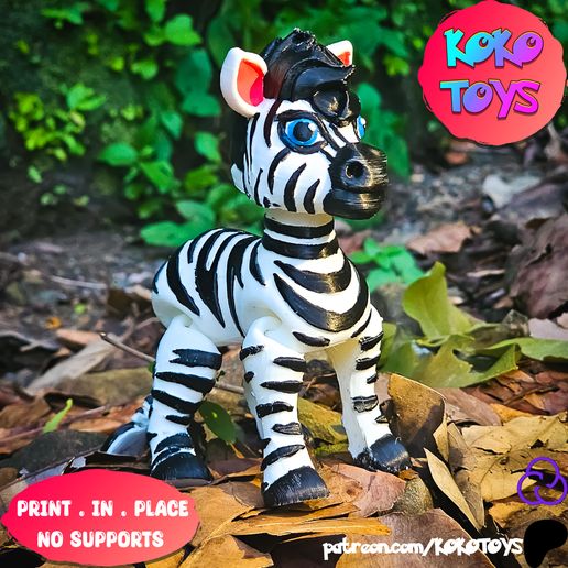 🦓 CUTE FLEXY ARTICULATED ZEBRA PRINT-IN-PLACE・ STL File for 3D printing ...