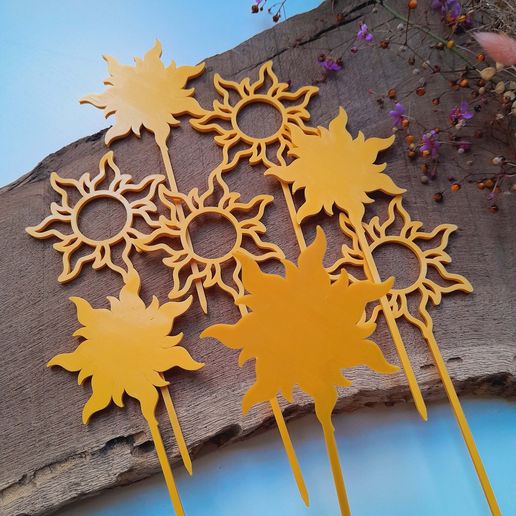 🍰 Toppers cake topper sun rapunzel full and openwork・ STL File for 3D ...