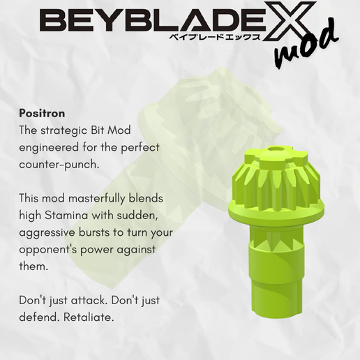 🎲 Beyblade X Bit Mod Positron P・ STL File for 3D printing・Cults