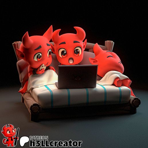 👾 h3ll mascot and diorama・Free STL File for 3D printing・Cults