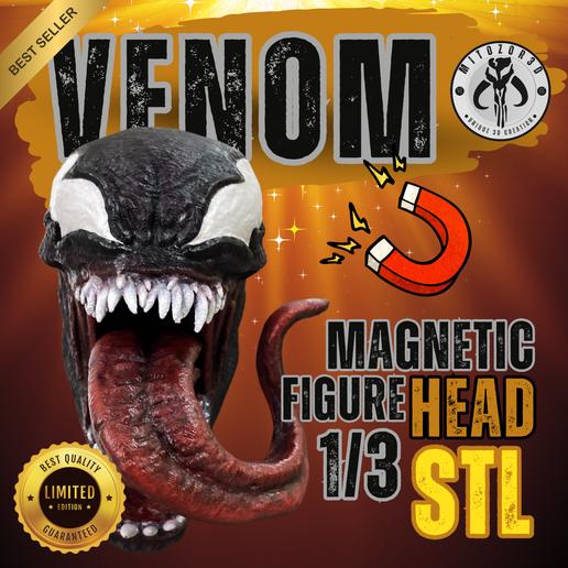 🧲 Venom - Magnetic Figure Head | 3D Printable STL File | Marvel ...