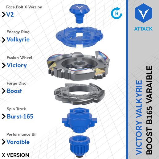 ️ Victory Valkyrie Boost B165 Varaible - Beyblade Hybrid Wheel remake ...