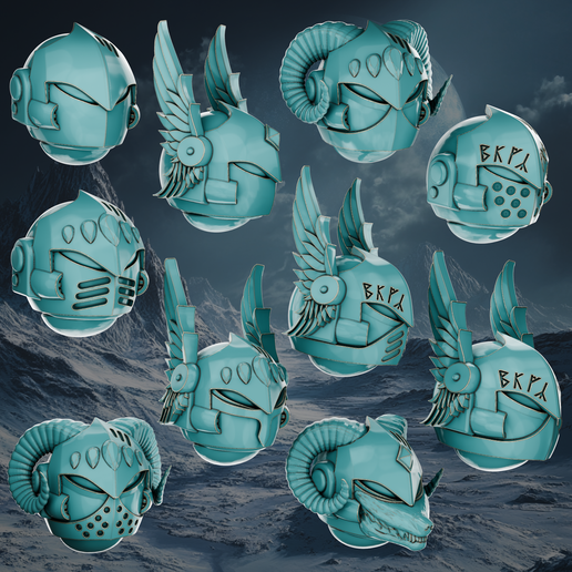 🛰 Interstellar Soldiers - Crusader Pattern Helmets - Space Vikings・ 3D ...