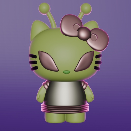 STL file Hello Kitty Alien 👋 ・Template to download and 3D print・Cults