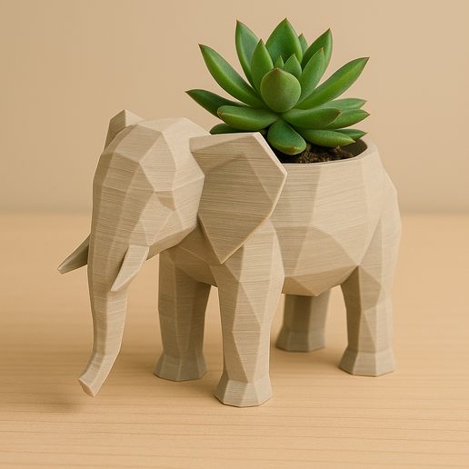 🐘 Low-Poly Elephant Planter STL | 3D Printed Animal Succulent Pot・ STL ...