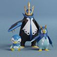 🐉 Pokemon - Piplup, Prinplup and Empoleon with 2 poses・ STL File for ・Cults