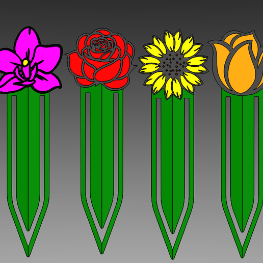 💐 Flower Bookmarks・ STL File for 3D printing・Cults