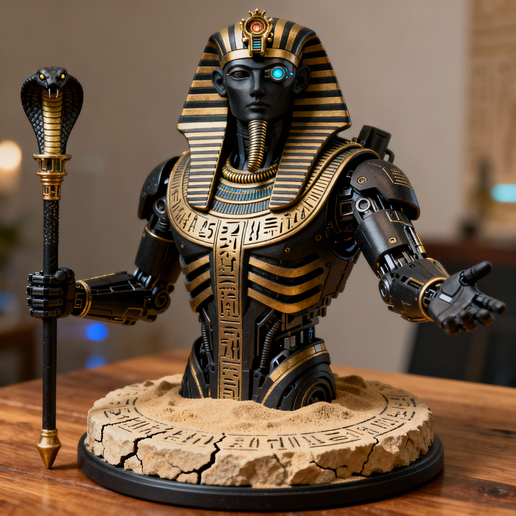 👤 Cyborg Pharaoh Bust | Ancient Egyptian Robot 3D Print STL・Free 3D ...