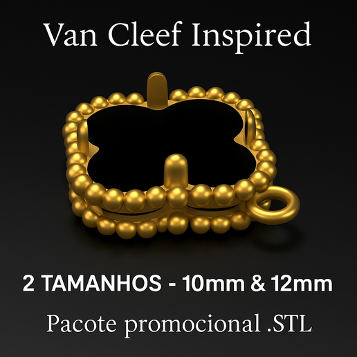 🚐 Van Cleef Inspired – Dual 3D Jewelry Model for 10mm & 12mm Stones (4 ...