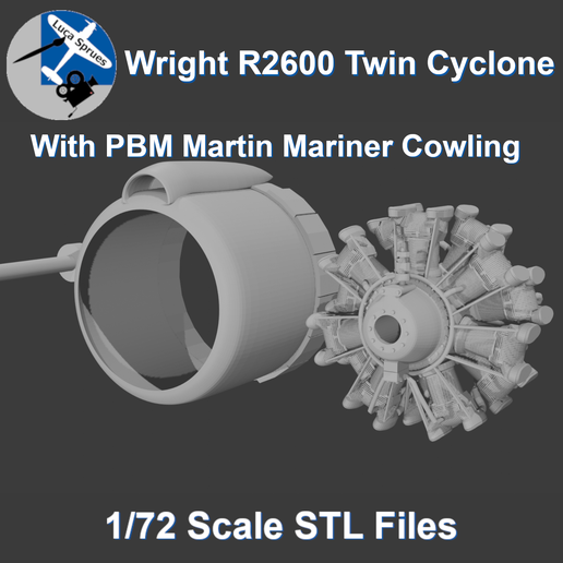 🌀 1/72 Scale Wright R2600 Twin Cyclone Engine Model Kit Upgrade・ STL ...