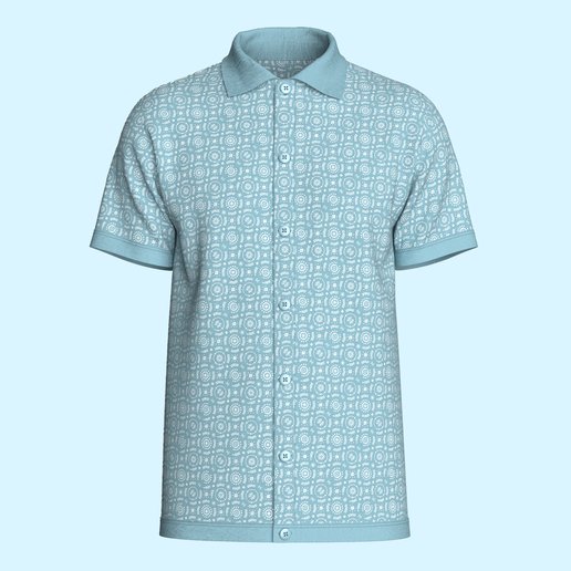 👗 Mens Printed-7 Buttons Polo Shirt | Marvelous / Clo3d / obj / fbx・ 3D ...