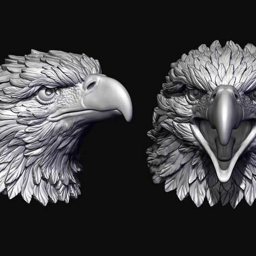 🦅 Detailed Eagle Heads・ STL File for 3D printing・Cults