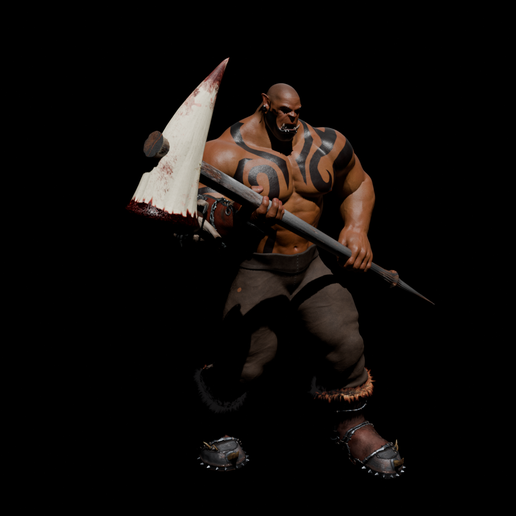 🐉 Orc Warrior with Dragon Tooth Hammer・ STL File for 3D printing・Cults