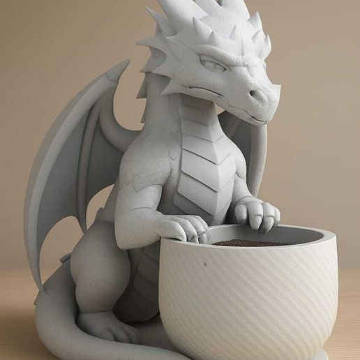 🐉 Cute Dragon Planter Pot – Fantasy 3D Printable Desk Decor・ STL File ...