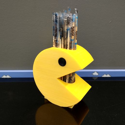 🖊️ Pacman bolígrafo / palillero・Archivo STL para ・Cults