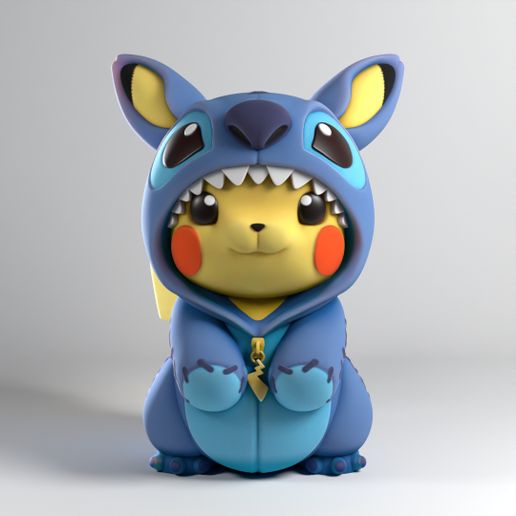 🐉 Pikachu with stitch pajamas・ STL File for 3D printing・Cults