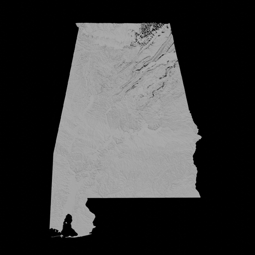 🗺️ Topographic Map of Alabama – 3D Terrain・ 3D File for 3D printing・Cults