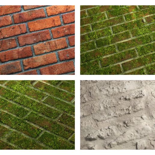 🧱 Brick Wall 8K PBR Texture Set・ 3D File for ・Cults