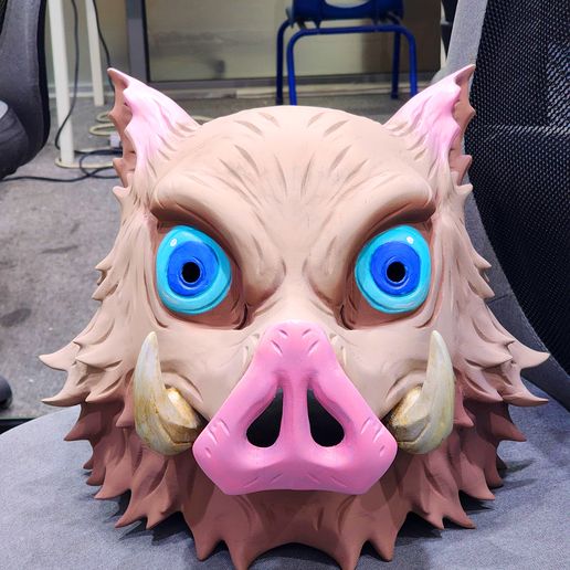 3D printable Inosuke Mask - Demon Slayer Cosplay Helmet - Kimetsu no ...