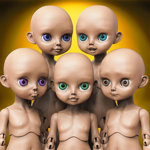 👶 Set 5 Head , bjd Head, Head doll, Bjd HeadArt, 3d HeadModel, baby ...