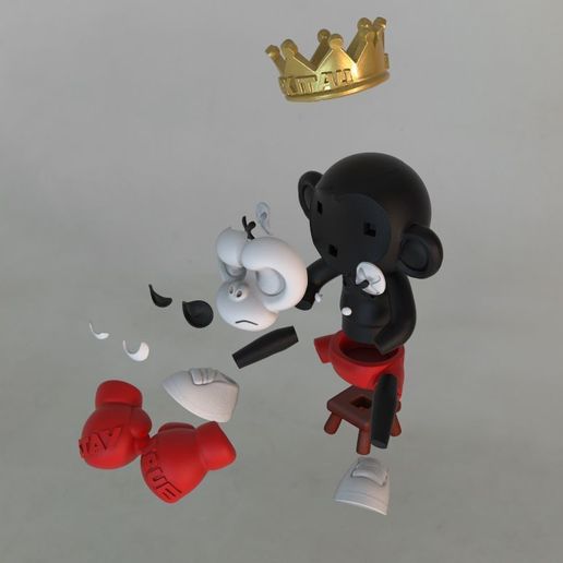 🤴 The Rebel King Ape - Urban Art Toy & Boxing Monkey Statue for 3D ...