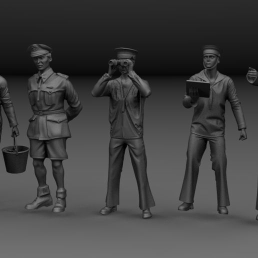 🫡 WW2 PACK 8 BRITISH SAILOR ROYAL NAVY DECK・ STL File for 3D printing・Cults