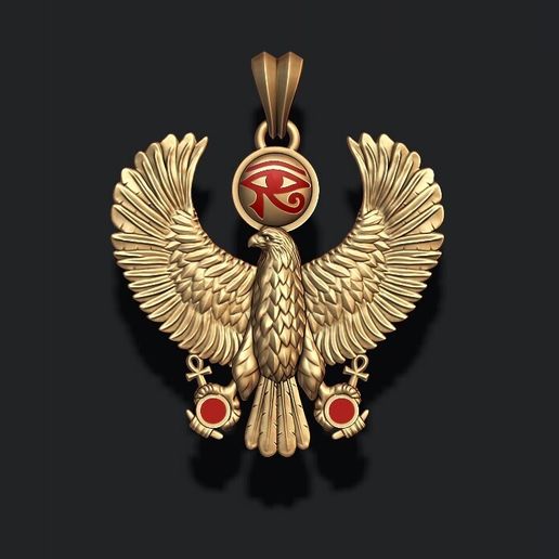 3D file Egyptian Horus Falcon God pendant realistic 3D print model 🇪🇬 ...