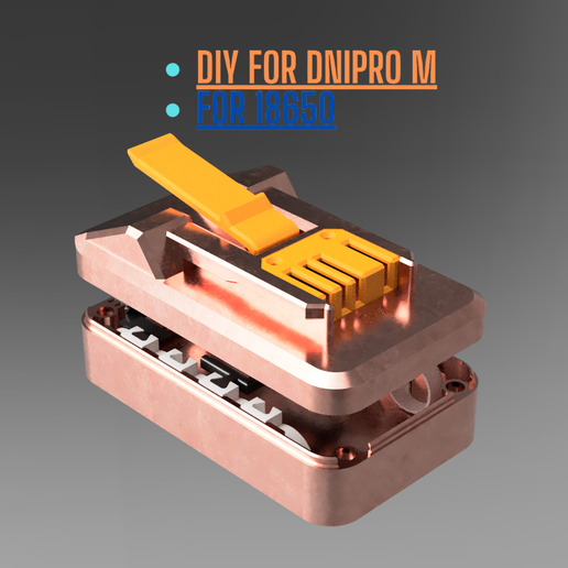 🦇 DIY 18v batery for Dnipro-M 10x18650 bat, no boards, no desighn・ 3D File for 3D printing・Cults