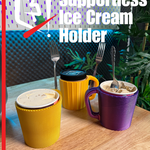 🧊 Ice cream Pint Holder- Supportless・Free STL File for 3D printing・Cults