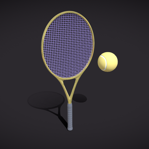 🎾 Low Poly Tennis Racket & Ball・ STL File for 3D printing・Cults