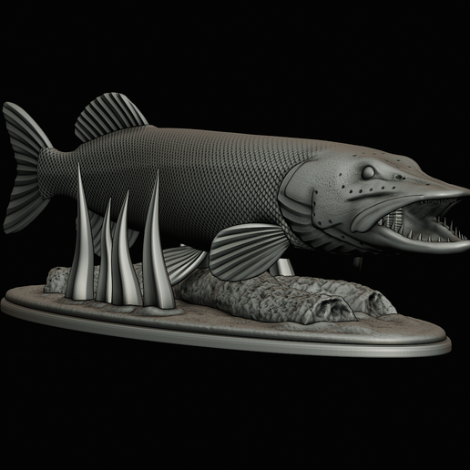 🐠 fish NORTHERN PIKE (ESOX LUCIUS) in motion 2 natural base detailed ...