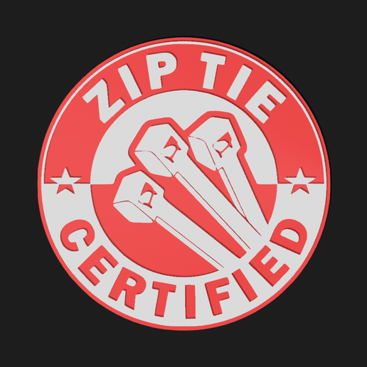 🤐 Zip Tie Certified Logo - Coaster - Badge・ STL File for 3D printing・Cults