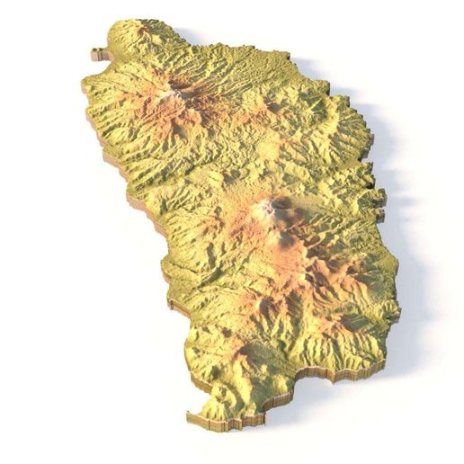 🇩🇲 Mapa topográfico de Dominica - Modelo 3D para impresión 3D y ...