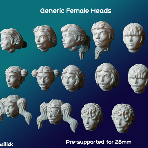 ♀️ Generic Female Heads Pre-supported 28mm・Free 3D File for 3D printing ...