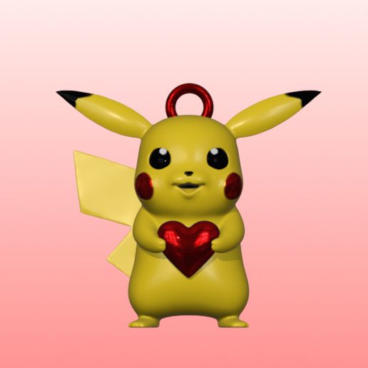 STL file Pikachu valentine heart keychain 💜 ・3D print object to ...