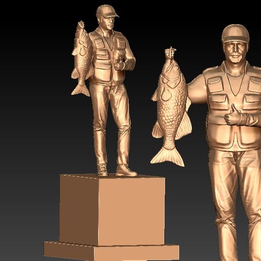 🏆 Trophy fishing statue destop - 3d Print・ STL File for 3D printing・Cults