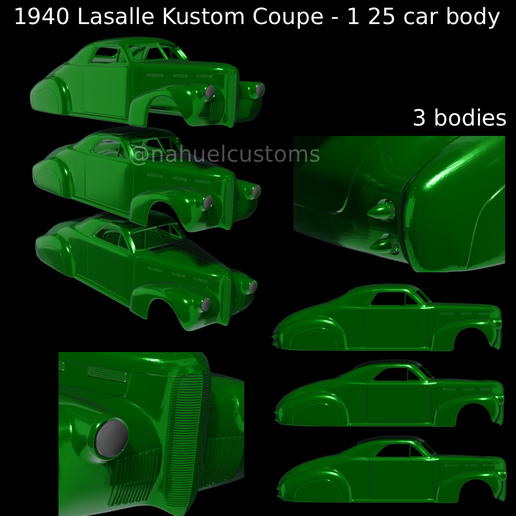 🚗 1940 Lasalle Kustom Coupe - 1 25 car body・ STL File for 3D printing・Cults