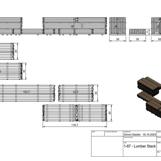🚆 1/87 - HO Scale - Lumber Stacks 1 Cargo Train・ OBJ File for 3D ...