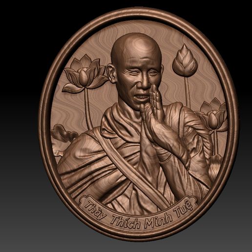 STL file Minh Tue Monk Portrait_ Su Minh Tue_Cnc Carving 🎨 ・3D printing ...