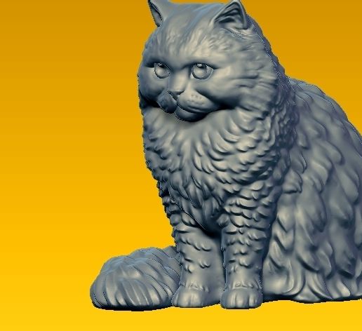 Archivo STL White-long-hair-cat model - 3D print 🐕 ・Objeto imprimible ...