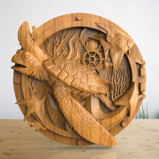 arquivo STL Caretta Caretta, Sea Turtle - 3D STL File For CNC Wood Carving, Cnc Router Files ...