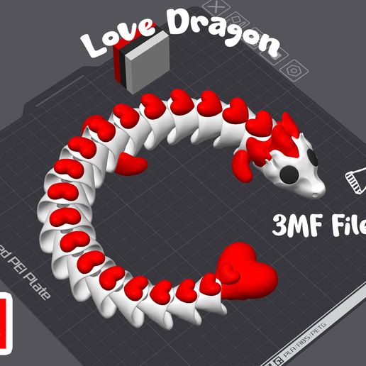 Valentine's Day Articulated Love Dragon with Hearts 🐉💓・ STL File for 3D ...