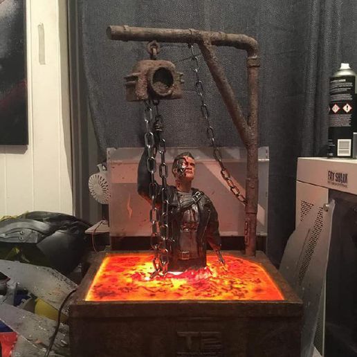 Fichier STL Terminator 2 T2 scène finale diorama lampe 📽️ ・Design pour ...