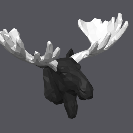 👥 Low Poly Moose Head・Free 3D File for ・Cults