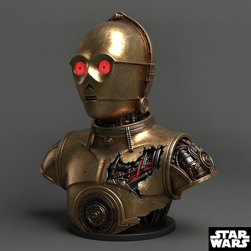 👤 Busto de C-3PO – Droide de Protocolo Dorado de la Saga Star Wars ...