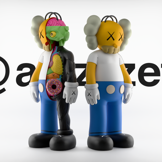 🗿 Kaws Homer Simpson and Homer Simpson Flayed Open・ STL File for 3D ...