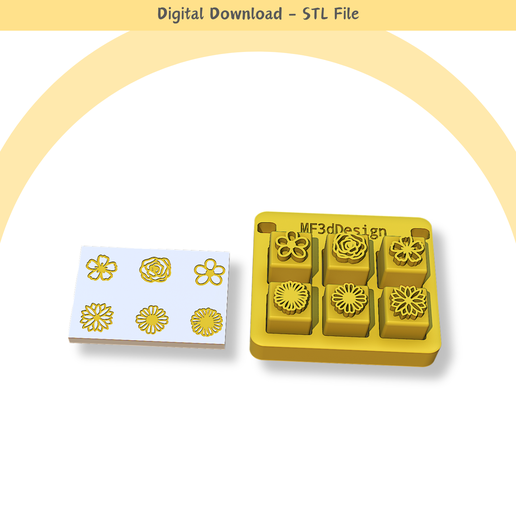 3D file Mini Floral Stamps X 6 STL File, Digital STL File, Clay Tools 📁 ...
