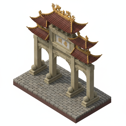 🕍 Imperial Stone Pailou Gateway | Ornate Chinese Archway Terrain・ STL ...