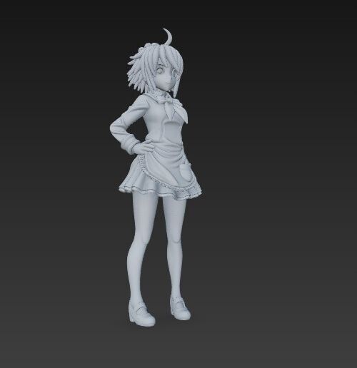 👧 Cute Maid Girl Detailed Anime Style 3D Print Model・ STL File for 3D ...